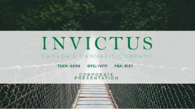 INVICTUS PROVIDES PROGRESS UPDATE ON LICENSED PRODUCER EXPANSION